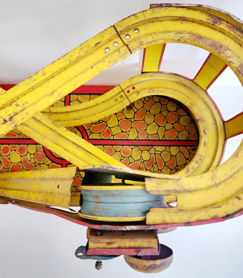 1940-50s J. Chein Tin Litho Wind Up Rollercoaster Toy Antique Circus ...