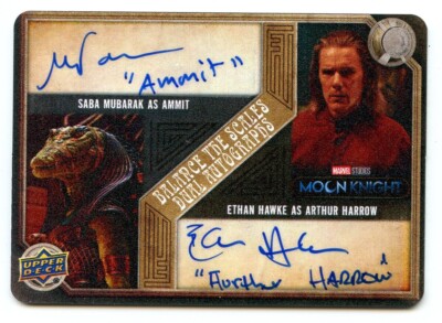 2023 UD Moon Knight Balance Scales Dual AUTO Ethan Hawke & Saba Mubarak ...