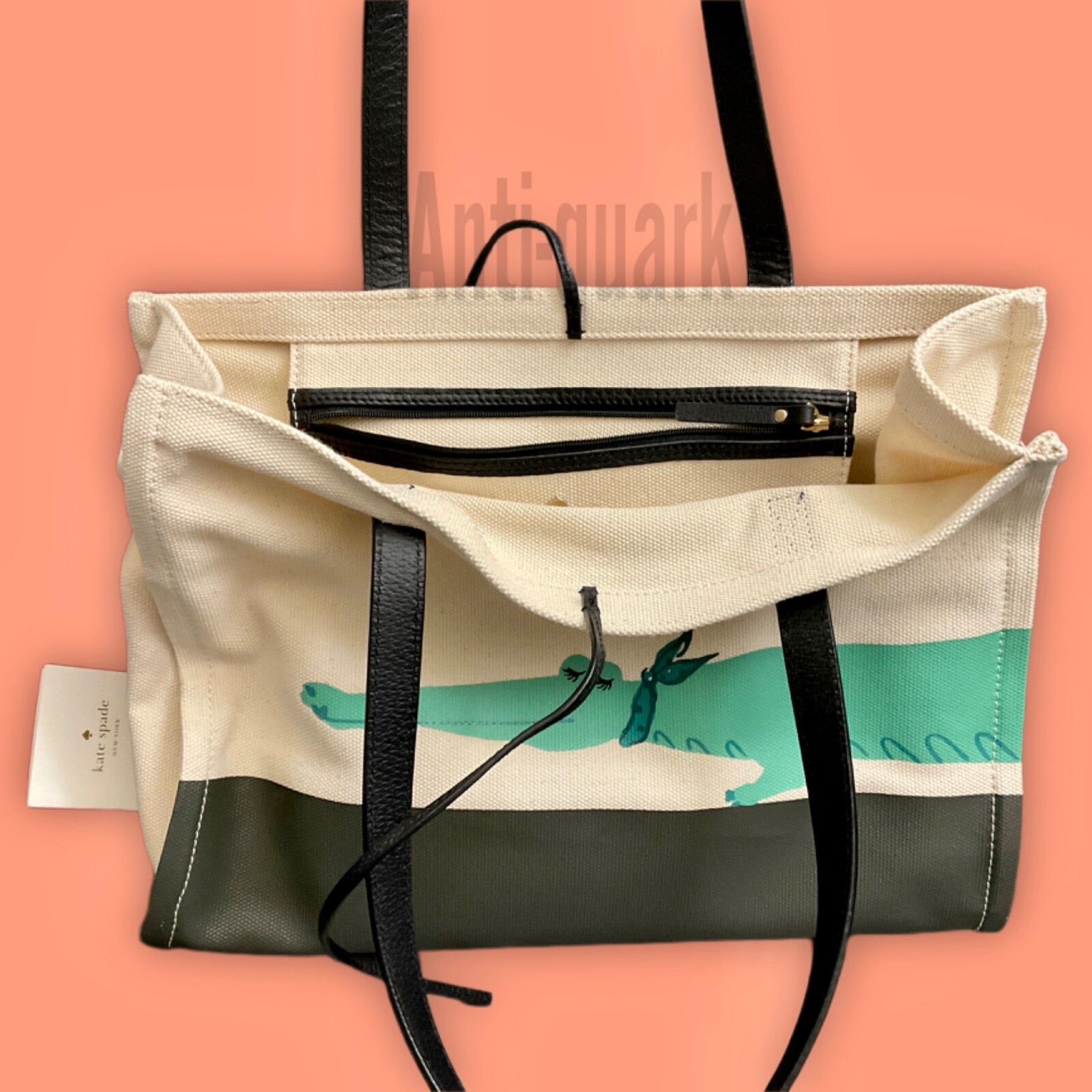 KATE SPADE SWAMPED ALLIGATOR CROCODILE MEGA CANVAS TOTE 2+ DISCOUNT | eBay
