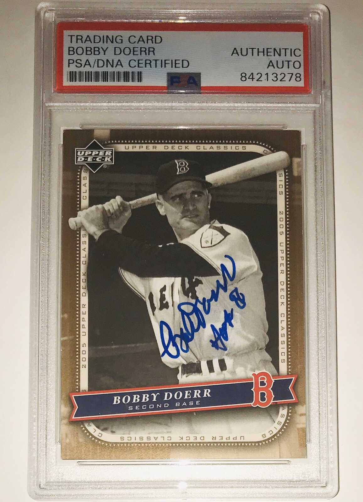 BOBBY DOERR BOSTON RED SOX HOF SIGNED AUTOGRAPHED TOPPS CARD PSA/DNA ...