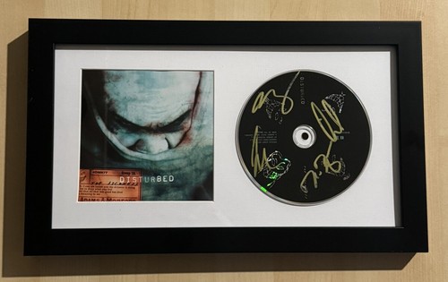 DISTURBED FULL BAND SIGNED SICKNESS CD FRAMED ROCK BAND DAVID DRAIMAN ...