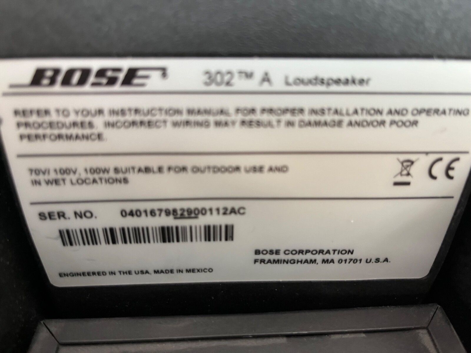 BOSE 302 A 302A Environmental Speakers Black Pair With Brackets NEW ...