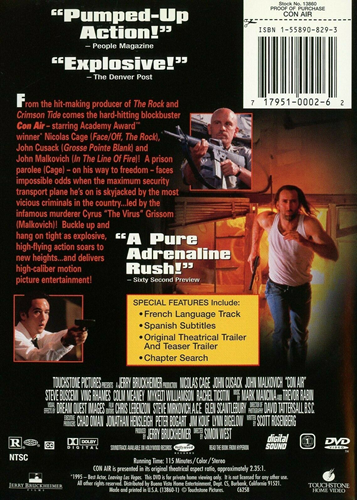 Con Air DVD MOVIE / ACTION / ADVENTURE (1995) Nicolas Cage Quality ...