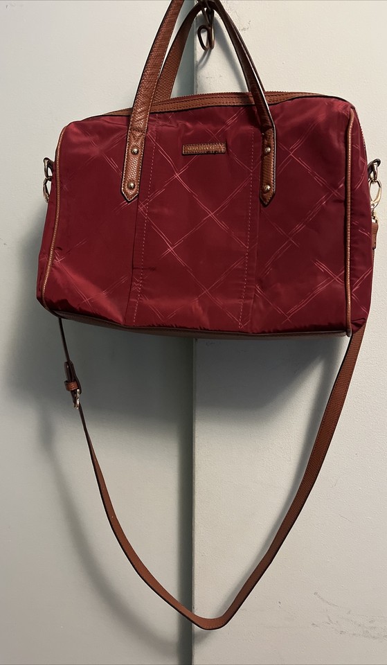 Vera Bradley Maroon Preppy Poly Marlo Satchel / Cross Body Handbag with ...