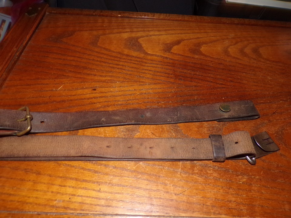 Swedish brown leather military rifle sling good tre kronor mauser m96 ...