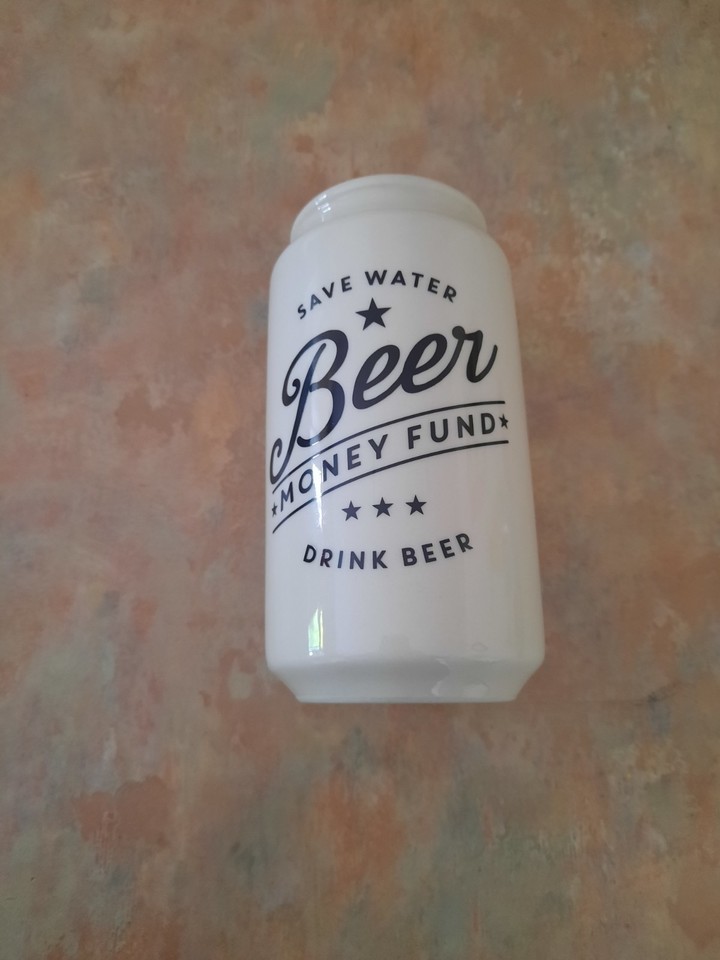 M&S Ceramic Beer Can Money Box "Save Water Drink Beer. UK POSTAGE ONLY ...