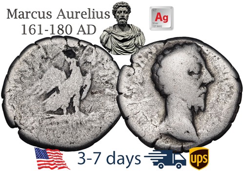 Ancient Roman Empire Coin Silver Denarius Marcus Aurelius 161 180 AD ...