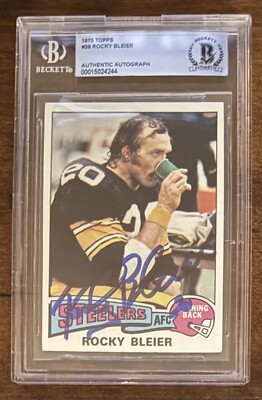 ROCKY BLEIER 1975 TOPPS ROOKIE SIGNED AUTOGRAPHED CARD BECKETT BAS ...