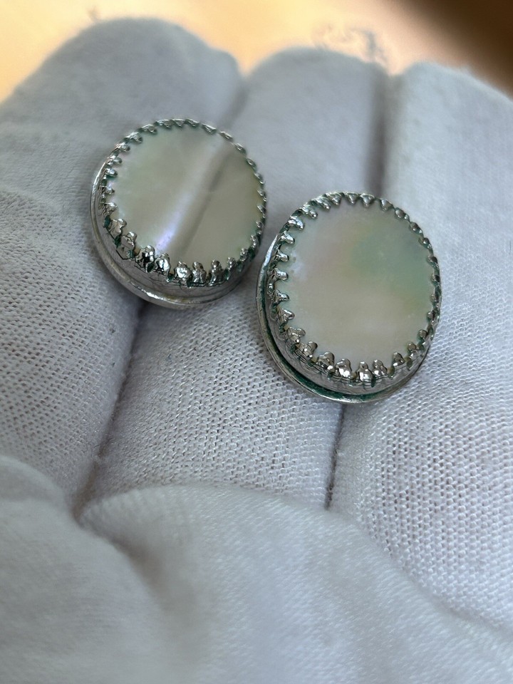Whiting & Davis Earrings Vintage Mother of Pearl MOP Clip On Signed | eBay