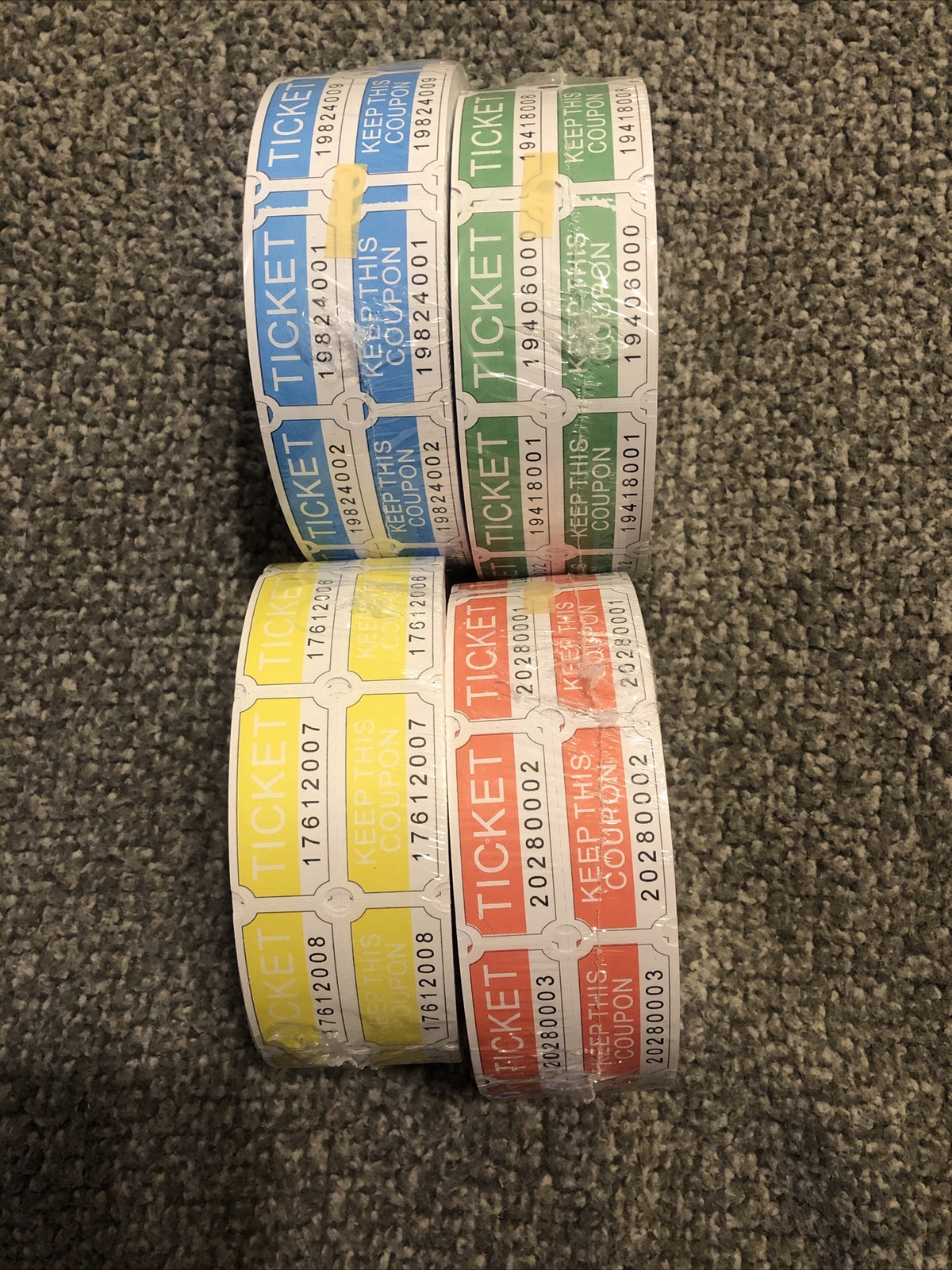 Methdic Raffle Tickets Double Roll 4 Colors Set 2000 Tickets per Roll ...