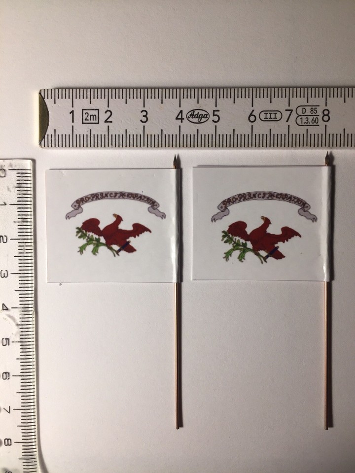 1423) 2x 28mm Anspach-Bayreuth AWI Flags 1st & 2nd Regiment German ...