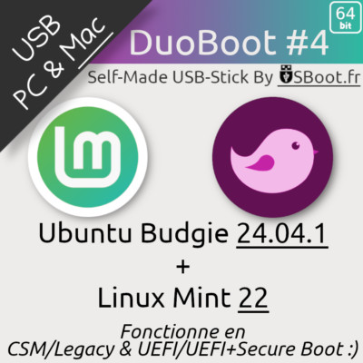 CLÉ USB BOOTABLE LINUX DUOBOOT #4 : UBUNTU BUDGIE 24.04.1 & MINT 22 ...