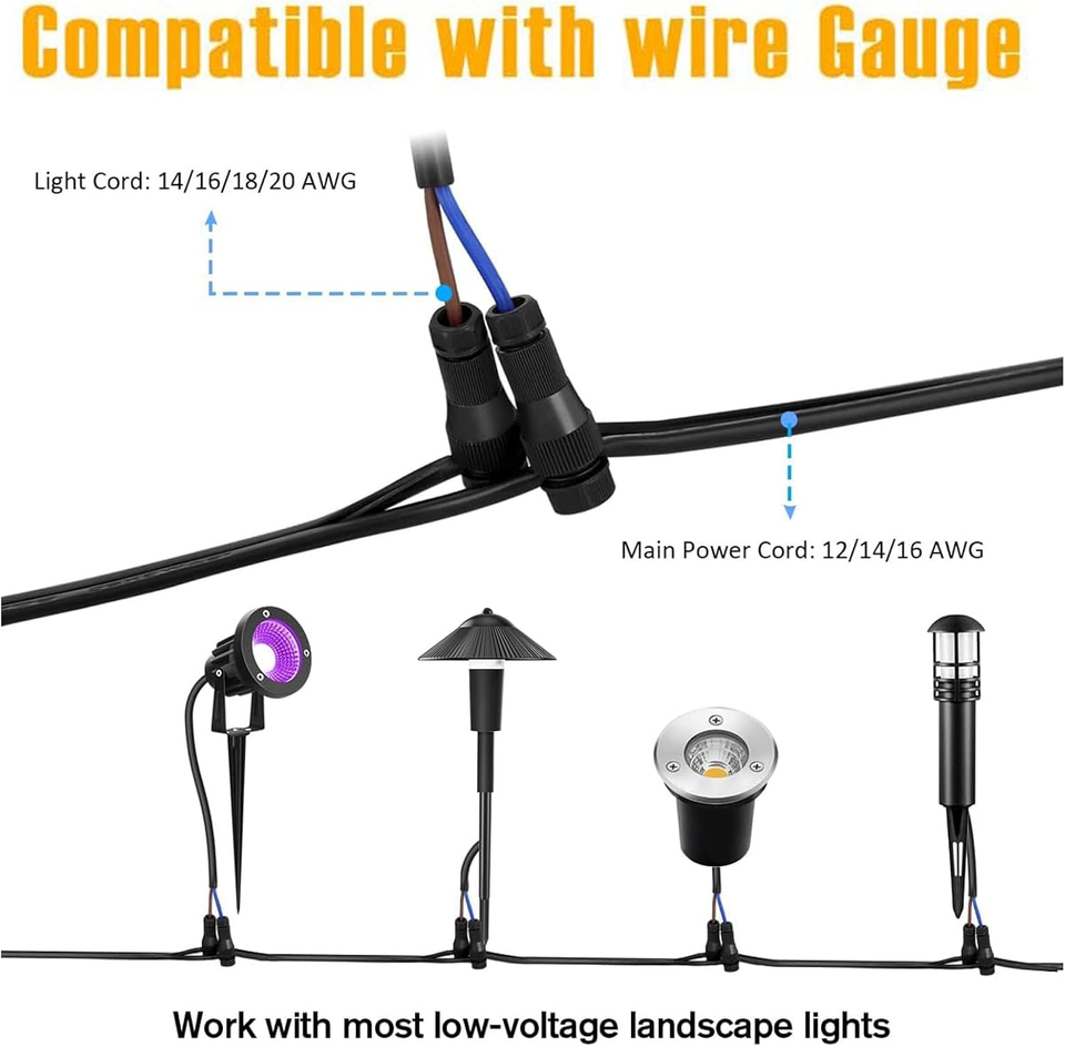 Low Voltage Wire Connector Landscape Lighting Connectors Waterproof 12 ...