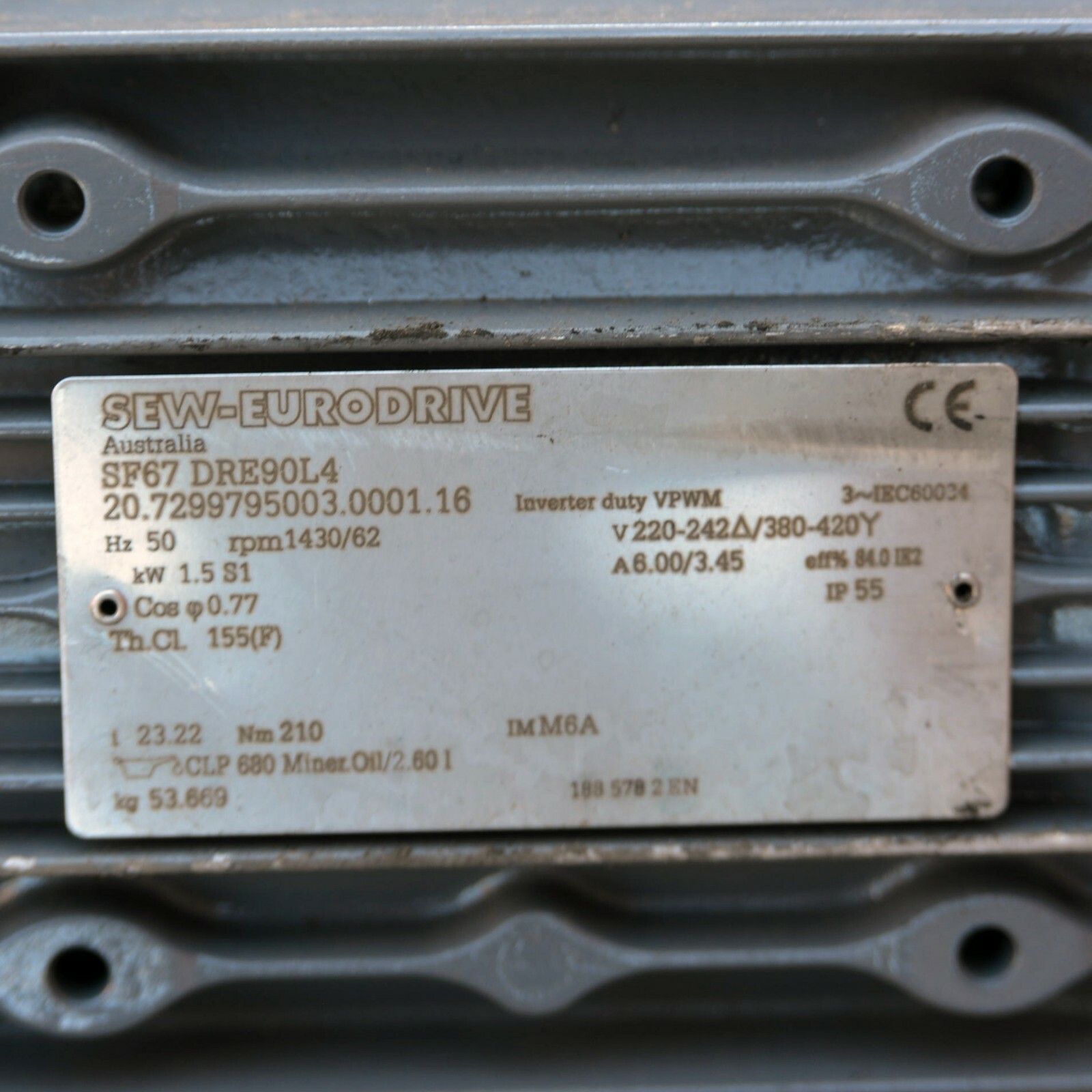 SEW EURODRIVE Gear Motor SF67 DRE90L4 1430/62 23:1 1.5kW 3 PHASE ...