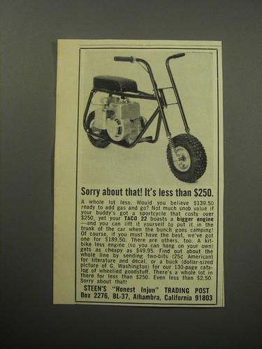 1967 Steen's Taco 22 Mini-Bike Ad - Sorry about that! It's less than ...