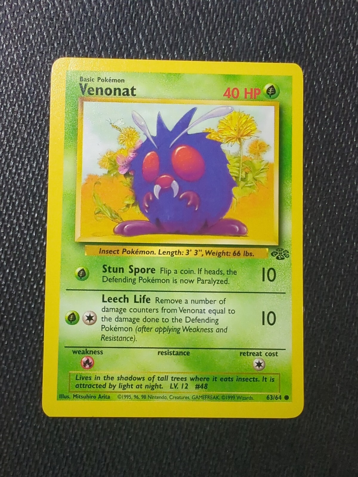 Pokémon TCG Venonat Jungle 63/64 Regular Unlimited Common - Mitsuhiro ...