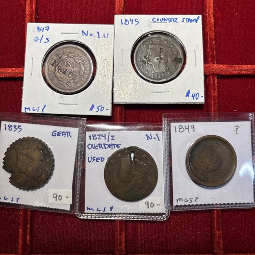 Vintage Lot US Large Cents(5)counterstamps , Used As Tools | eBay