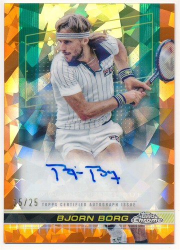 BJORN BORG 2024 TOPPS CHROME TENNIS SAPPHIRE AUTOGRAPH ORANGE REFRACTOR ...
