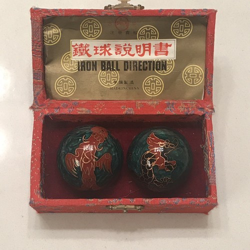 Vintage 80s Chinese Iron Stress Ball Set with Case Hebei Baoding and ...