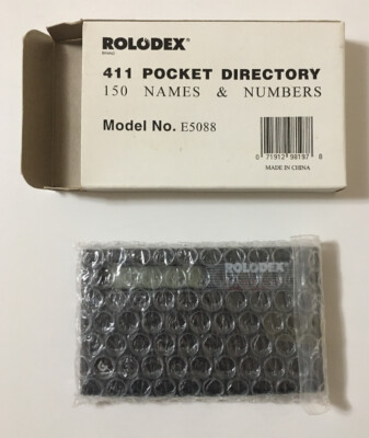 Vtg 1993 Rolodex 411 Pocket Directory 150 Names & Numbers Model E5088 ...