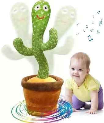Dancing Cactus Repeat Talk Sing Glow Interactive Plush Toy for Kids ...