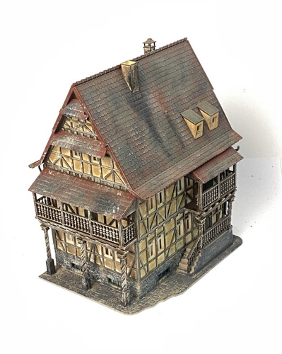Vollmer Germany HO 3732 Half Timbered House 4" x 5" x 5-1/2" Heavily ...