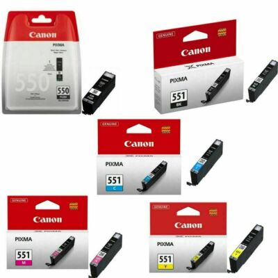 Genuine Canon 5x PGI-550 CLI-551 Ink Cartridge CMYK Set for Pixma ...