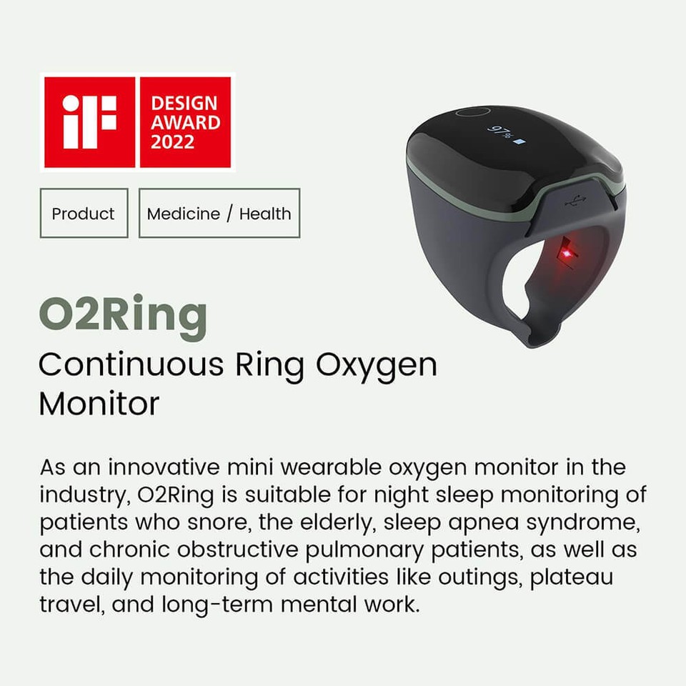 Wellue Rechargeable O2Ring Pulse Oximeter Continuous Tracking SpO2 ...