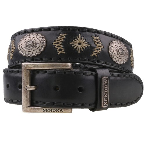 Sendra Boots Herren Gürtel Belt Schwarz 8535-Negro Leder Nieten | eBay