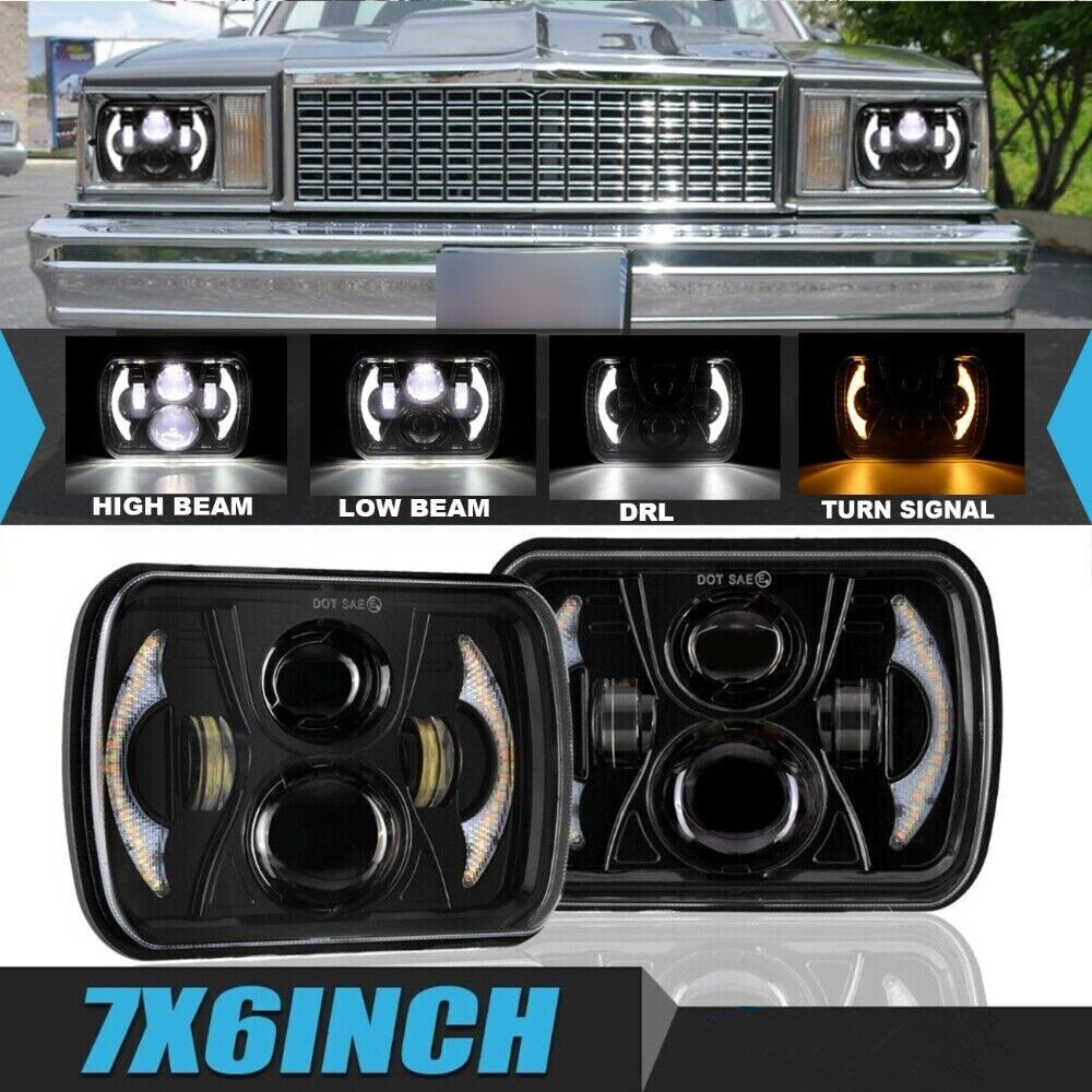 7X6" 5X7" LED Headlight Hi/Lo DRL Turn Signal for 82-93 Chevy S10 ...