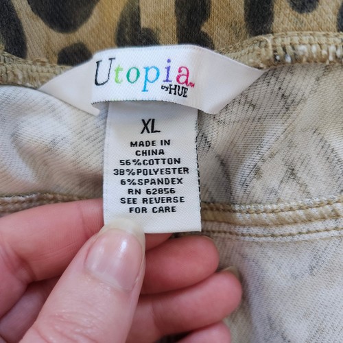 UTOPIA by HUE Spot Rain Denim Animal Print Leggings Women's Size XL | eBay