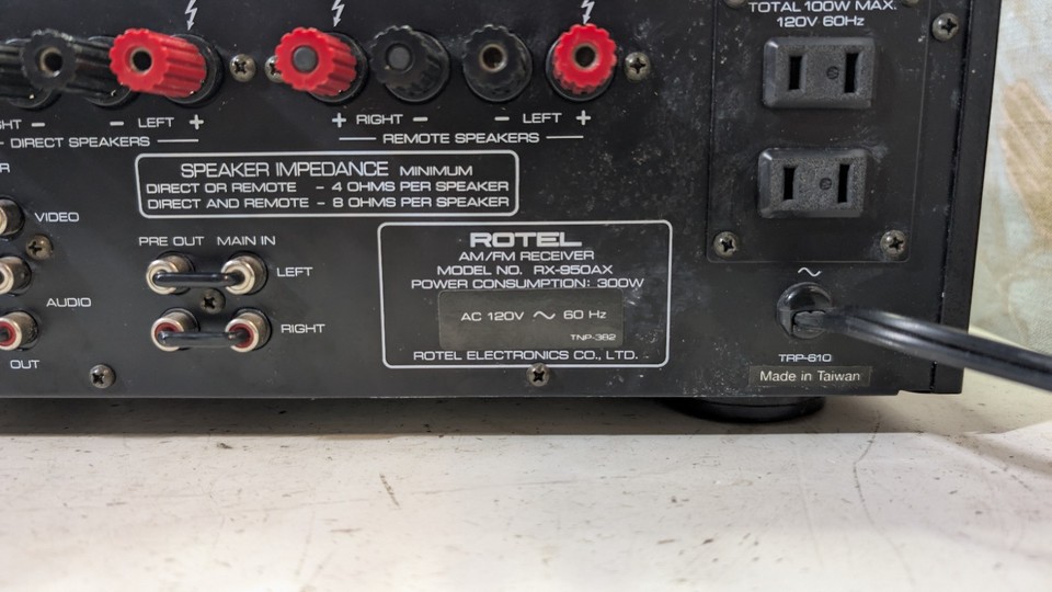 Rotel RX-950AX Stereo Receiver Black Vintage AM FM - Tested | eBay