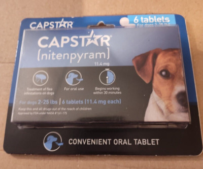 Capstar 6 nitenpyram 11.4mg Tablets Oral Treatment Dogs 2- 25lbs 8/2024 ...