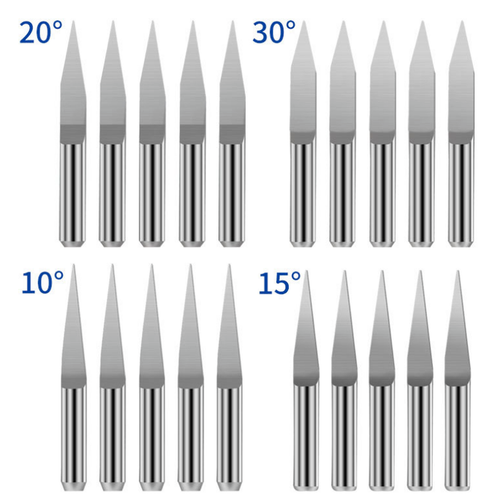 20 pieces of carbide engraving drill bits 3.175 MM 10/15/20/30 degree ...