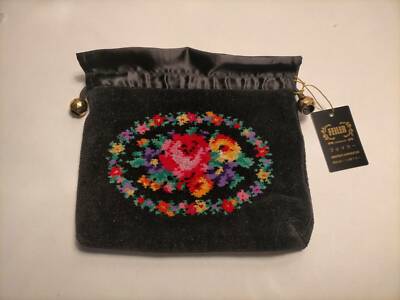 FEILER Germany Bag Pouch Chenille Black satin lining BRAND NEW | eBay