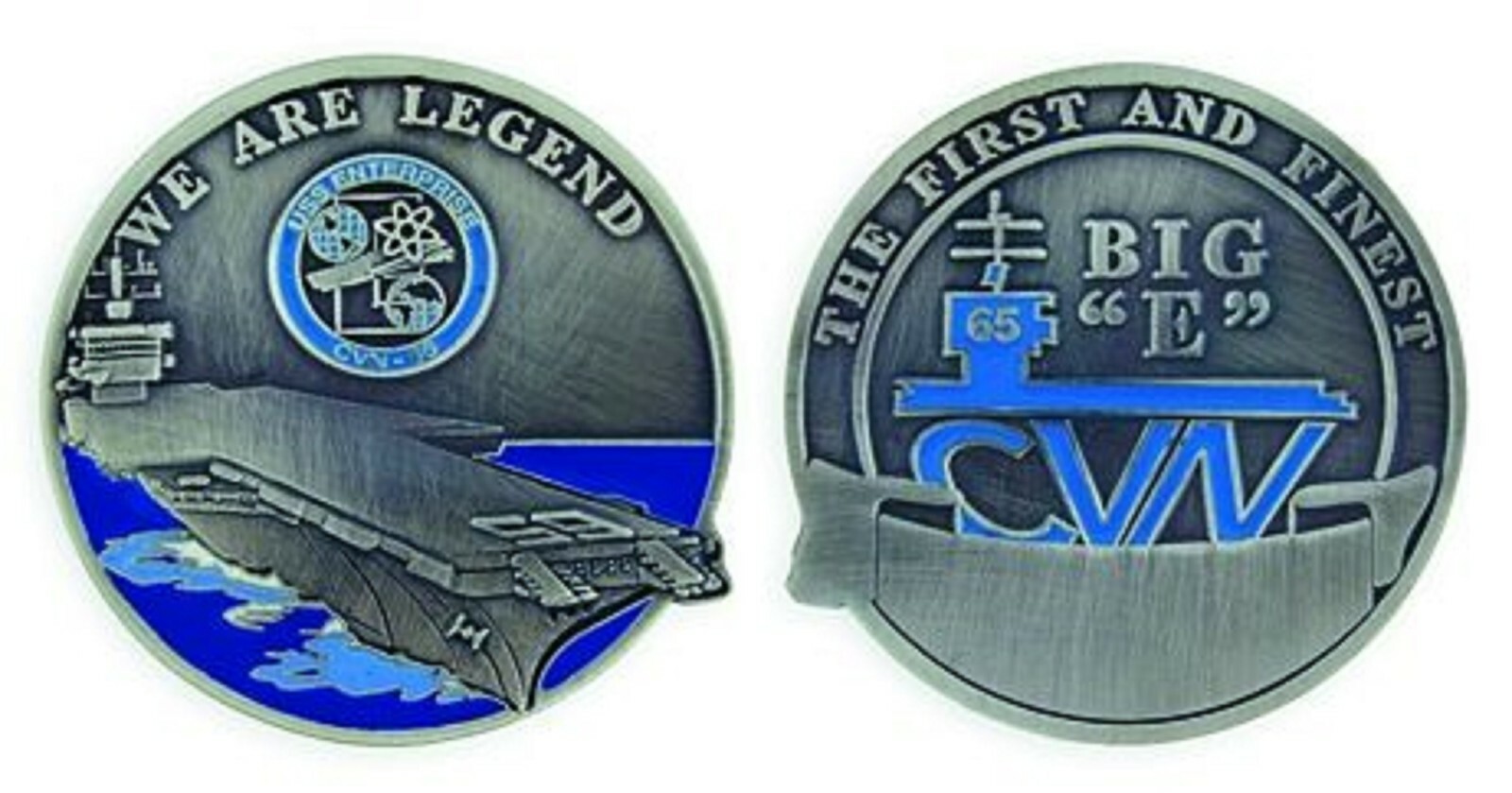 NAVY USS ENTERPRISE CVN-65 WE ARE LEGEND 1.75" THE BIG "E" CHALLENGE ...