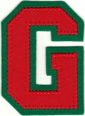 Red Green Varsity Letter G Patch Felt Christmas Style Iron-On (2 1/2 ...