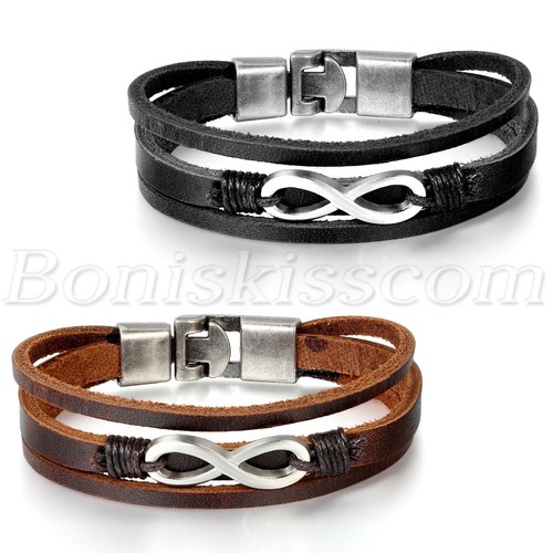 Men's Womens Love Infinity Symbol Multilayer Leather Strap Bracelet ...