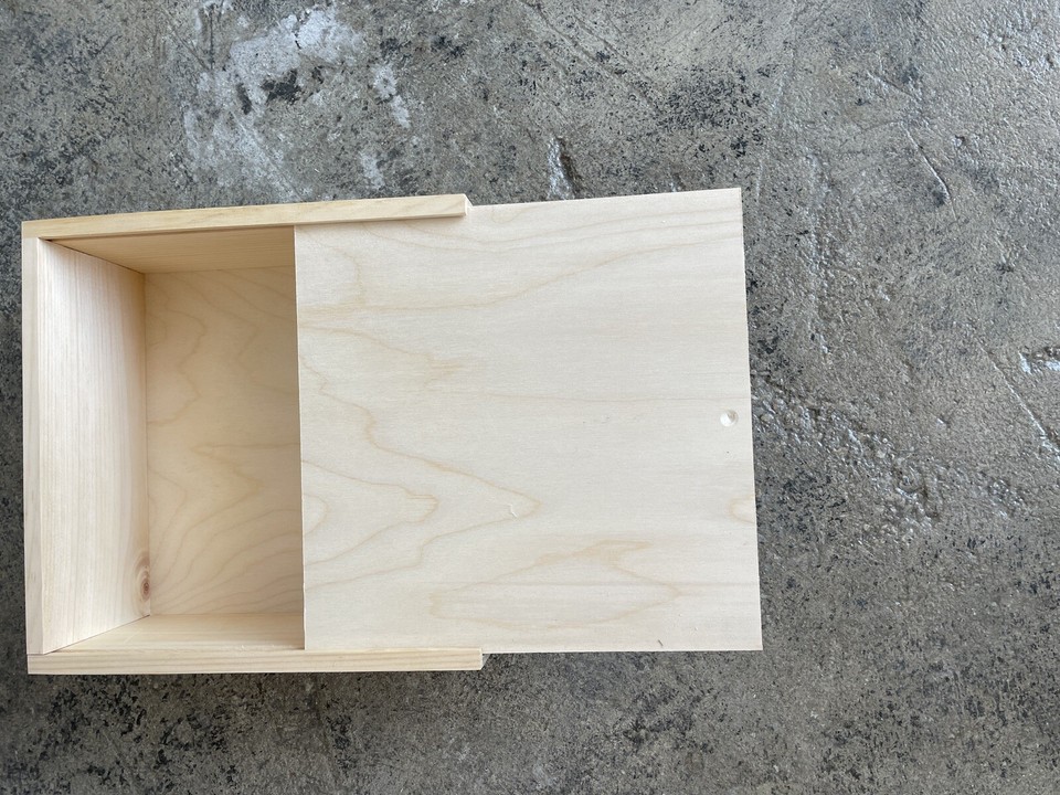 Unfinished Wood Box Sliding Lid Craft Product Package Eastern White ...