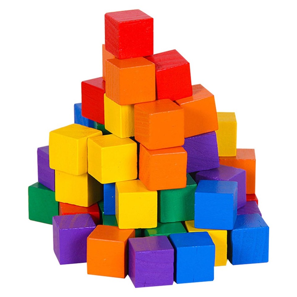 50 Pcs Small Wooden Cube Blocks for Mathematics Teaching and Craft Use ...