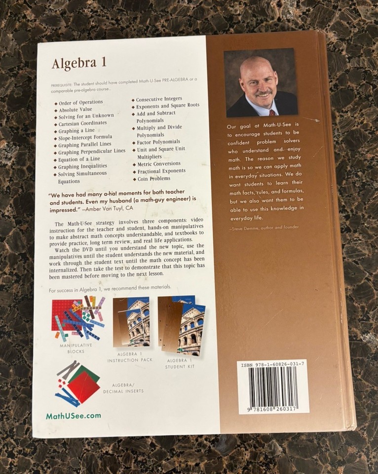 Algebra 1 Instruction Manual by Steven P. Demme and Math-U-See (2009 ...