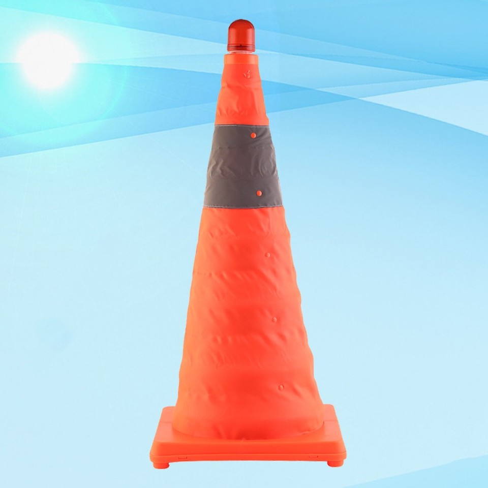 2 pcs Foldable Road Cone Reflective Cone Highlight Roadblock Plastic ...