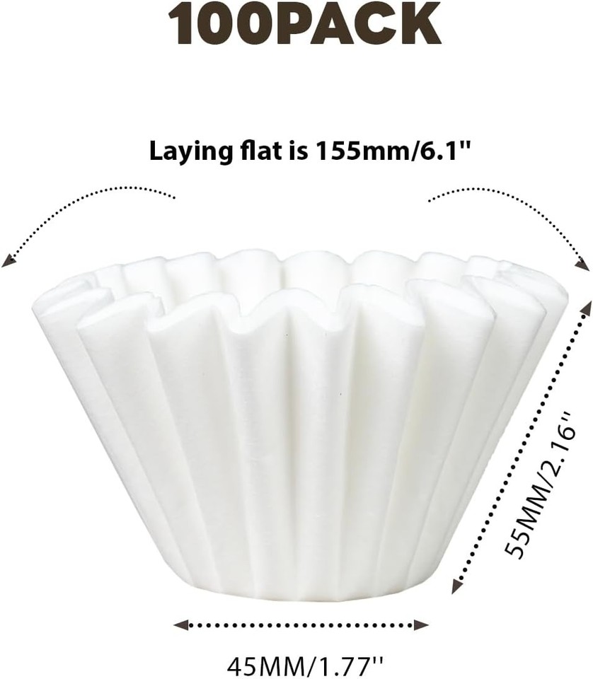 Small Coffee Filters, 1-2 Cup, 100 Count, Disposable Basket Coffee ...