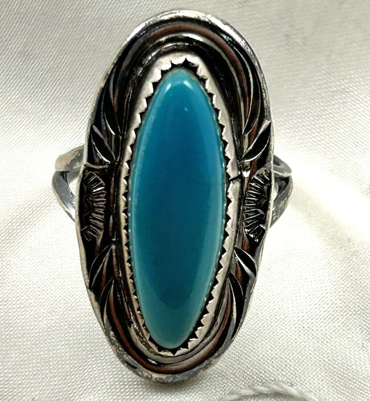 Signed HT Southwest Sleeping Beauty Turquoise Ring Si… - Gem