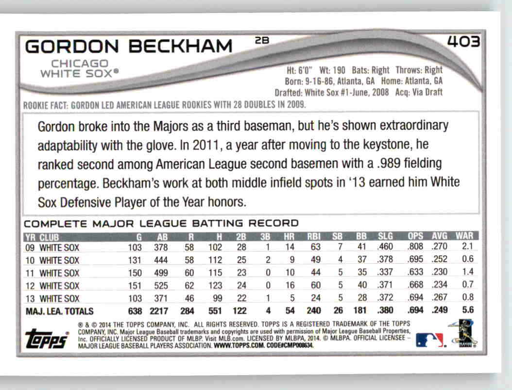 Gordon Beckham Fielding