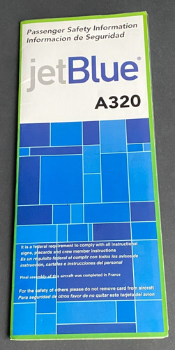 Jetblue Airbus A320 Safety Card - 12/07 | eBay