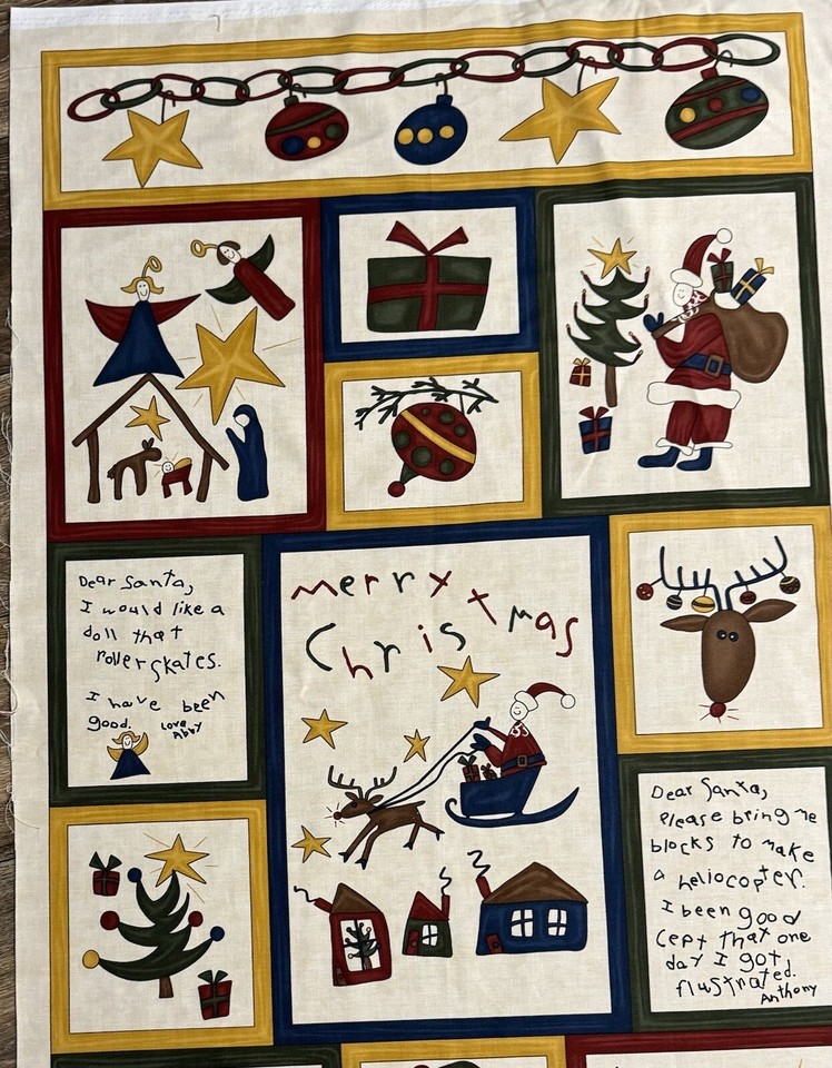 Dear Santa Letters Quilt Wall / Hanger Sandy Gervais Moda Fabric Panel ...