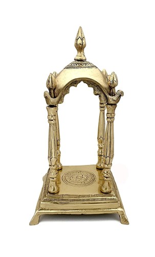 Domed Brass Handcrafted Decor Temple Mandir Prayer Stand for Worship 11 ...