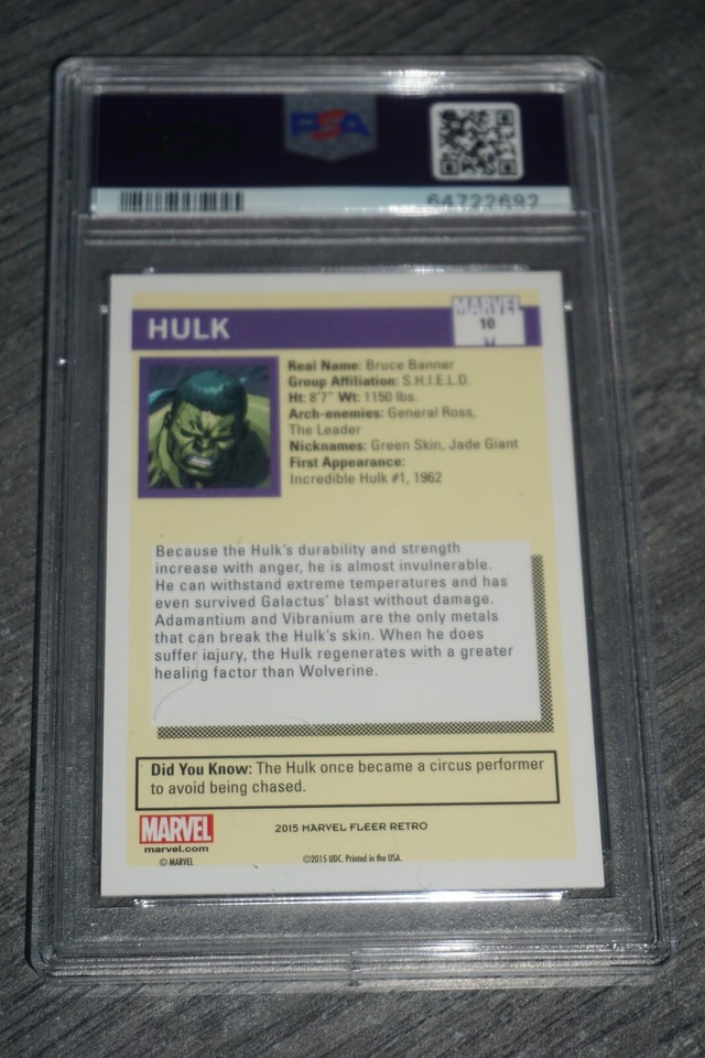 Hulk #10 2015 Fleer Retro Marvel 90 Impel Universe Mint Psa 9 | eBay