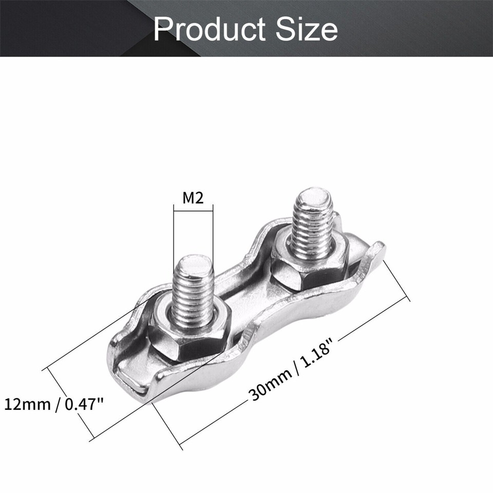 M2-M6 Stainless Steel Duplex 2-Post Wire Rope Clip Cable Clamp for Wire ...